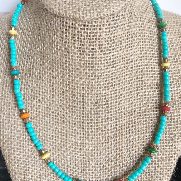 Jewelry | Turquoise Seed Bead Necklace | Poshmark